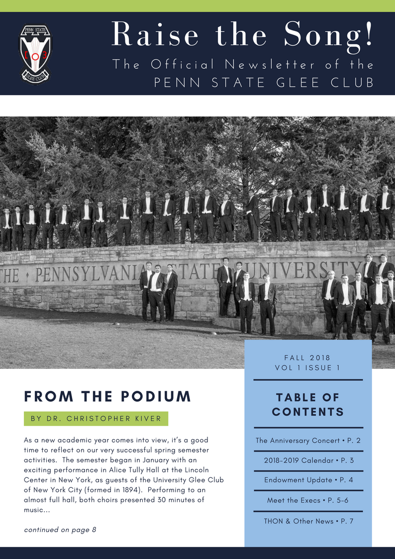 Newsletter – Fall 2018 – 1 – The Penn State Glee Club